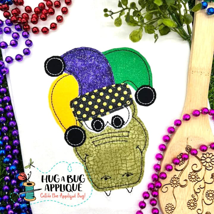 Gator Jester Hat Bean Stitch Applique Design 5x7 6x10 8x8 8x12 | Etsy