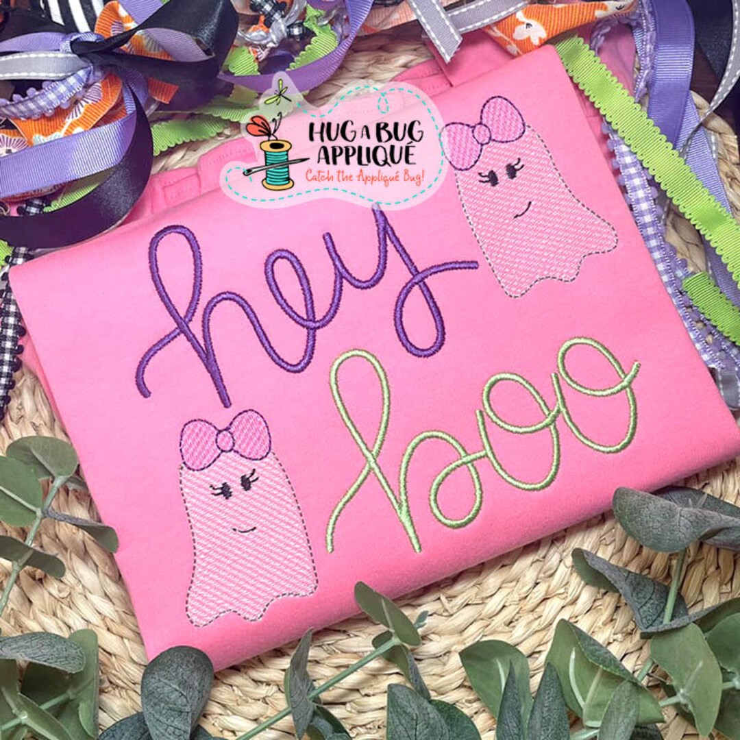 Hey Boo Bow Sketch Stitch Embroidery Design 5x7 6x10 8x8 9x9 8x12 - Etsy