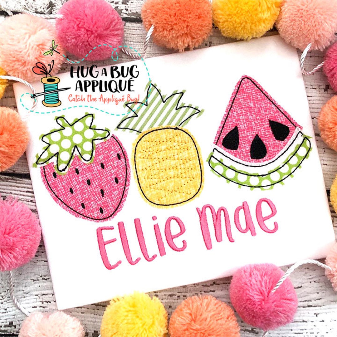 Fruit Trio Bean Stitch Applique Design 5x7 6x10 8x8 8x12 - Etsy