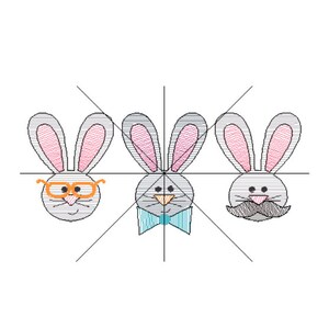Rabbit Trio Sketch Embroidery Design 5x7 6x10 8x8 8x12 - Etsy