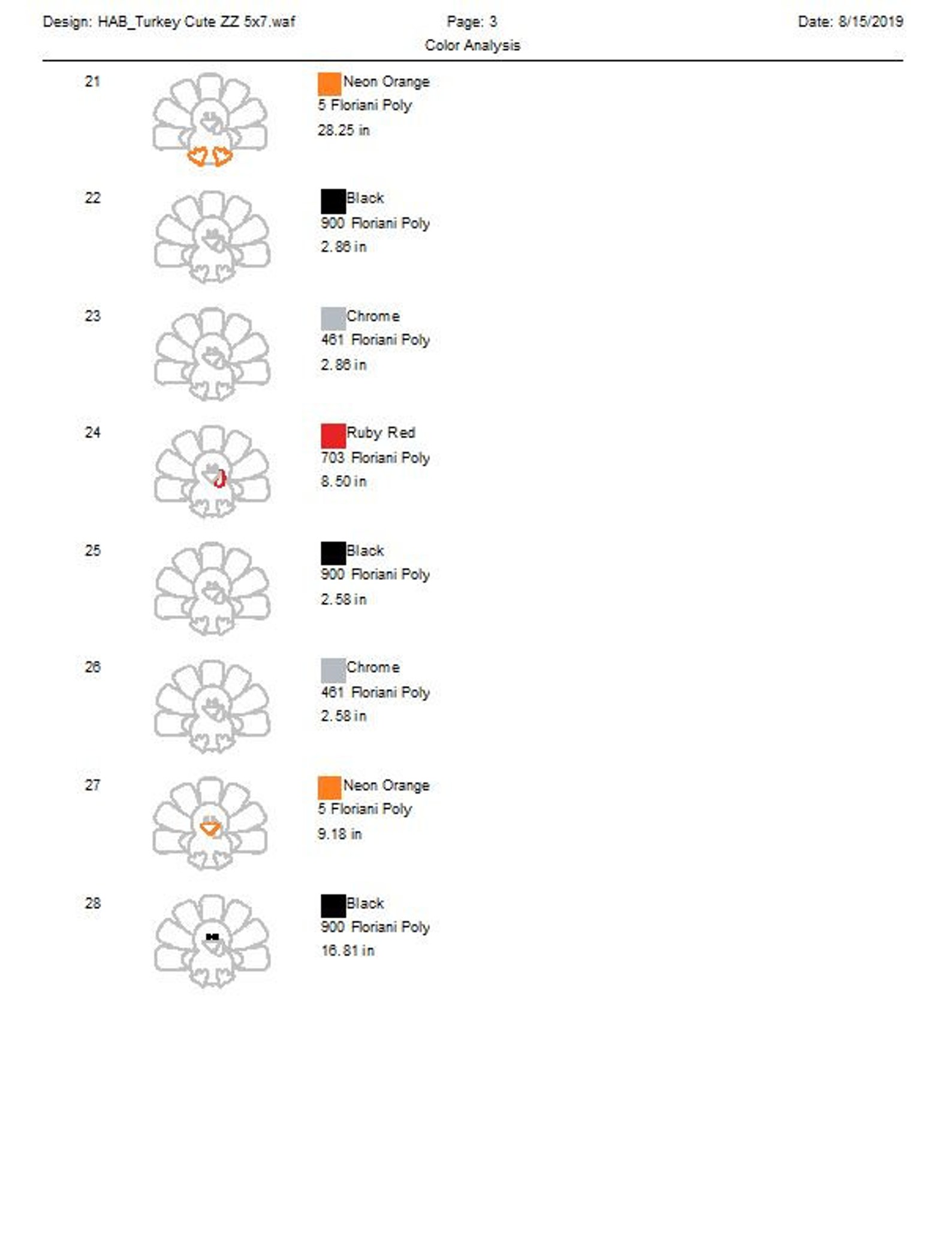 Cute Turkey Thanksgiving Zig Zag Stitch Applique Design 5x7 6x10 8x8 ...