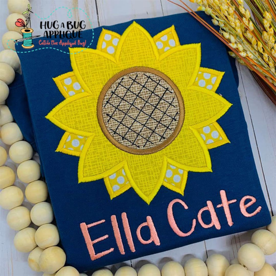 Sunflower Satin Stitch Applique Design 4x4 5x7 6x10 8x8 8x12 - Etsy