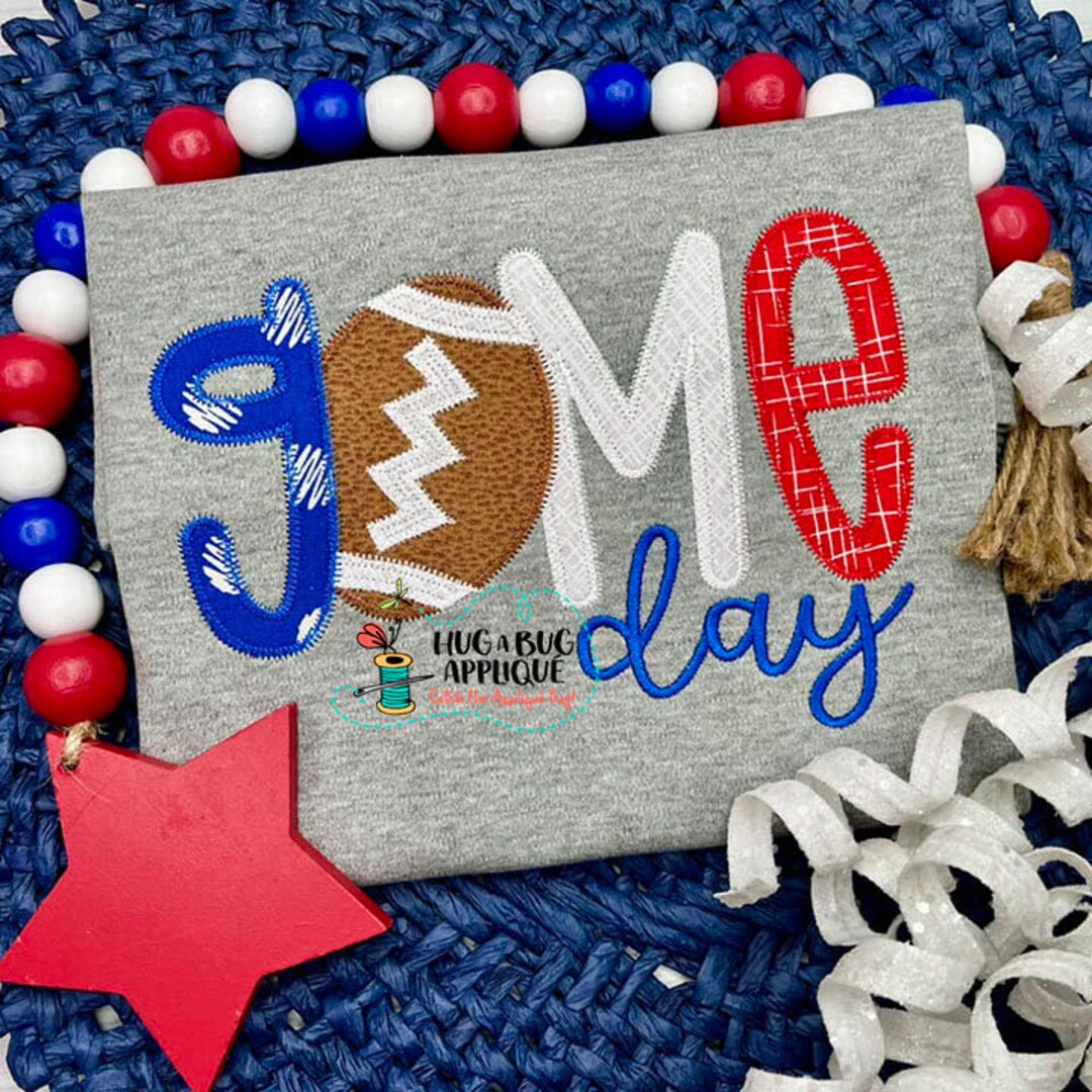 Game Day Football Zig Zag Stitch Applique Design 5x7 6x10 8x8 8x12 9x9 ...