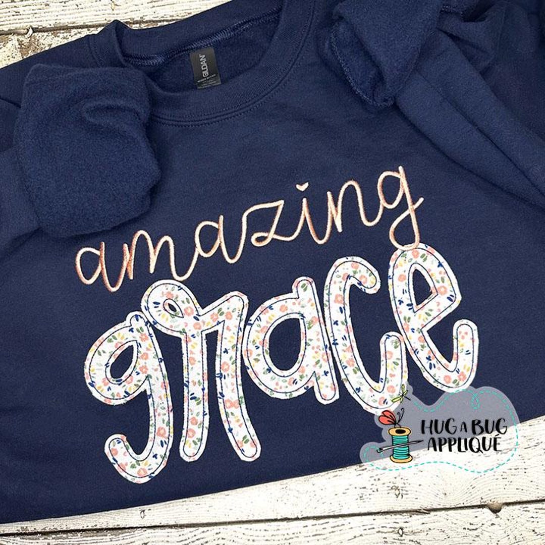 Amazing Grace Bean Stitch Applique Design 5x7 8x8 6x10 8x12 9x9 - Etsy