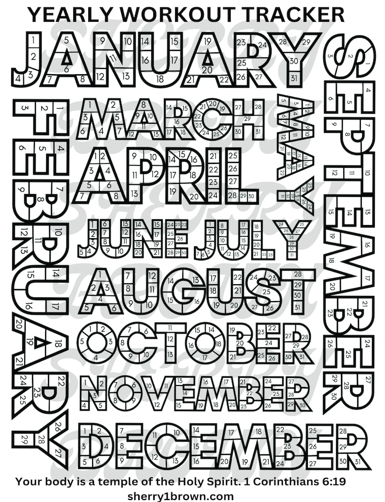 Faith & Fitness Tracker Printable Christian Workout Log Yearly Fitness ...