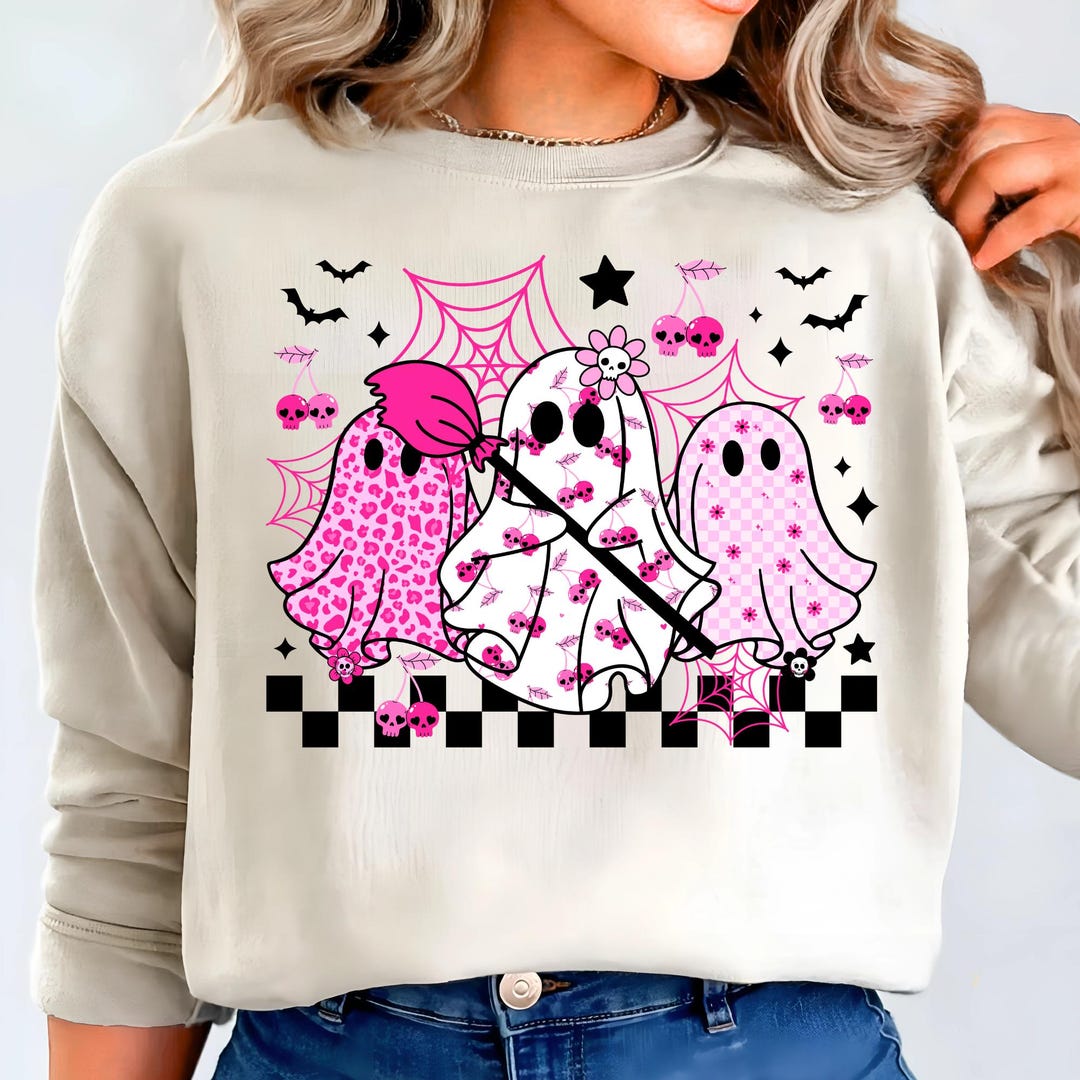 Preppy Pink Ghosts PNG | Cute Girly Halloween Sublimation | Spooky ...