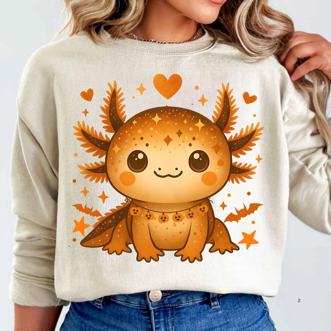 Cute Axolotl Halloween PNG | Fall Axolotl Sublimation | Autumn Spooky ...