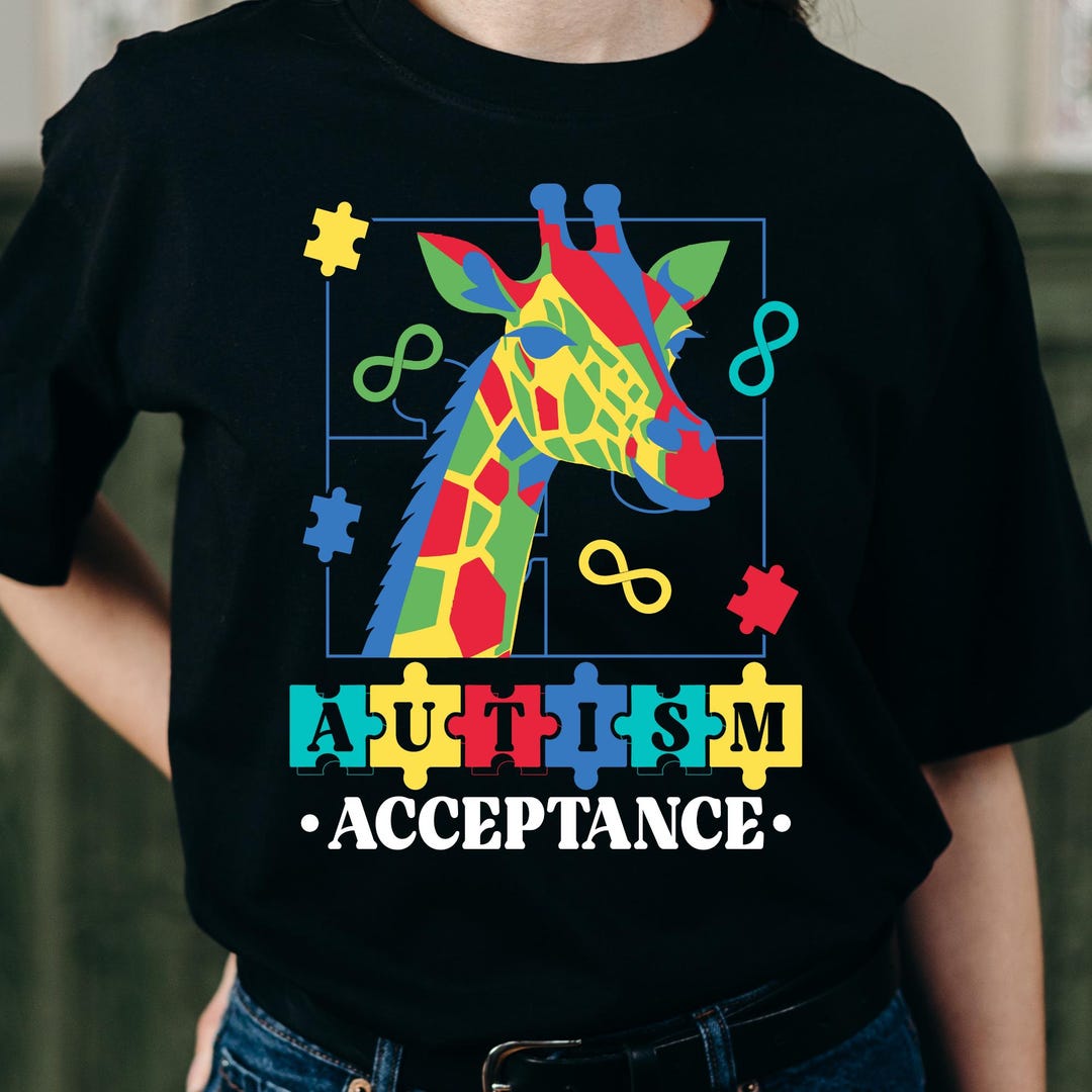 Autism Acceptance Giraffe PNG SVG | Colorful Puzzle Giraffe Design ...