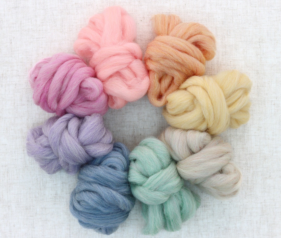 Pastels Wool Roving Sampler - Etsy