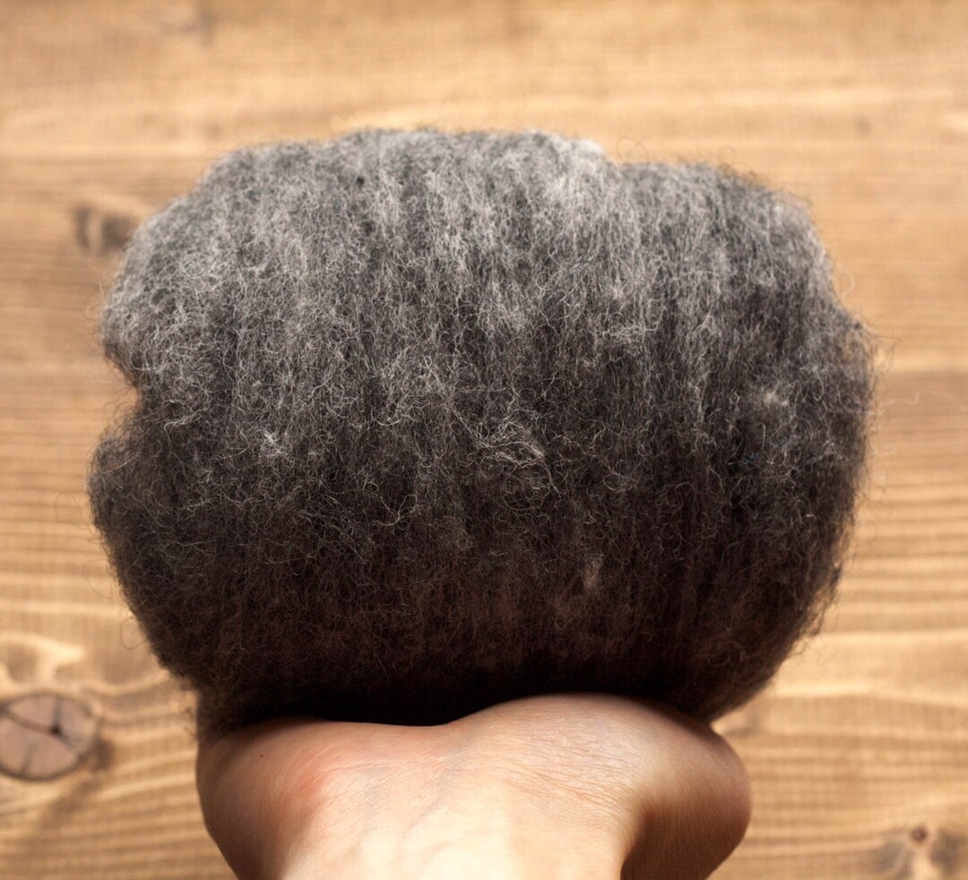 Charcoal Gray - Carded Wool Batt for Needle Felting, Wet Felting ...