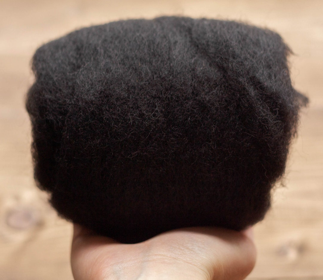 Black Carded Wool Batt for Needle Felting, Wet Felting, Spinning - 1 Oz ...