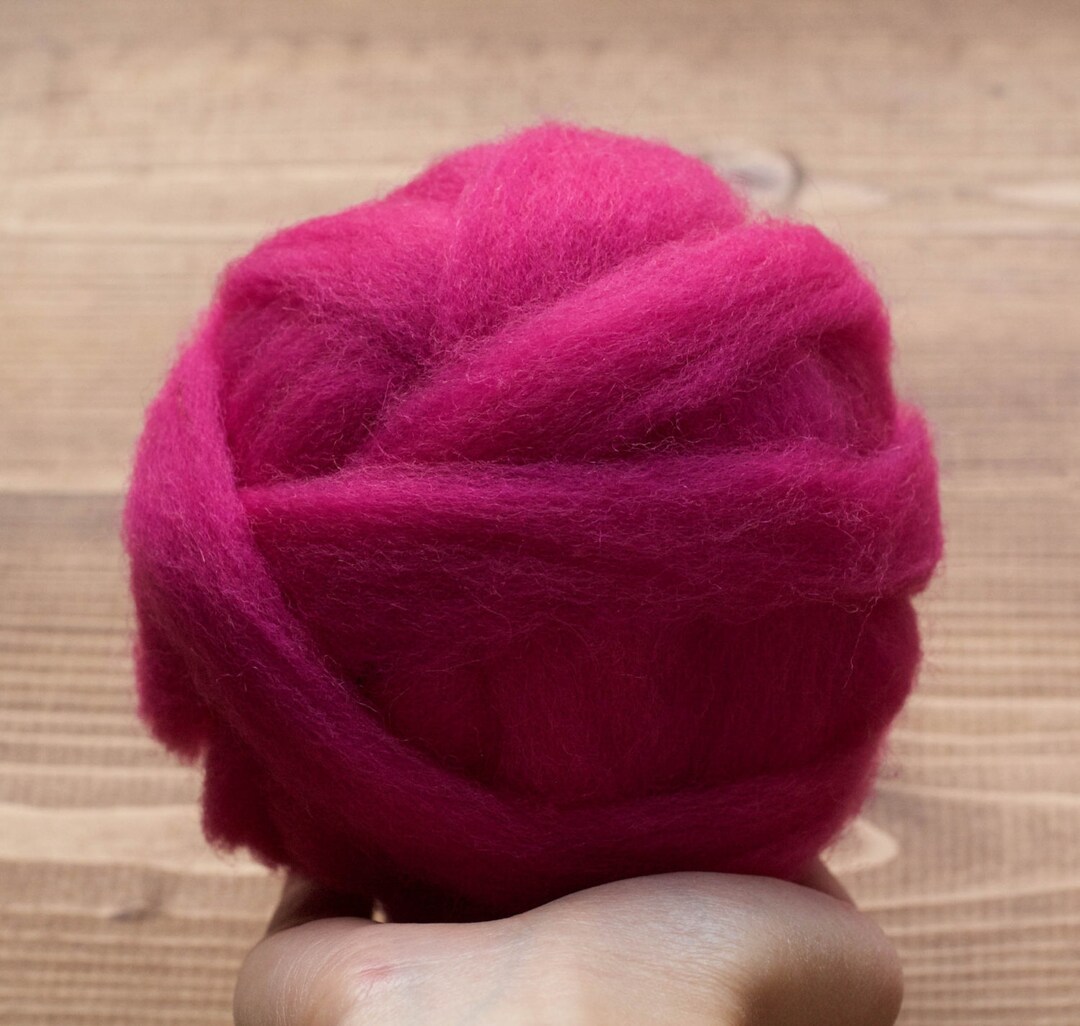 Fuchsia Pink Wool Roving Supply for Needle Felting, Wet Felting ...