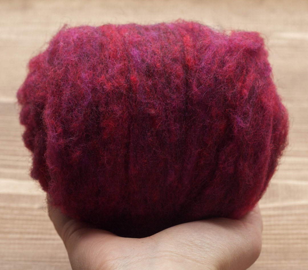 Black Cherry Needle Felting Wool Batt: Maroon & Dark Magenta Fiber for ...