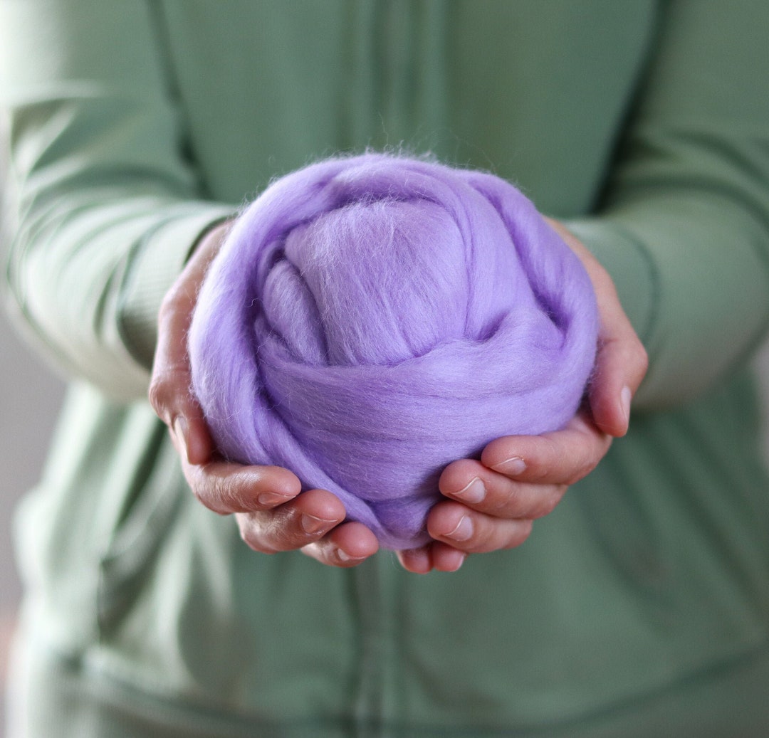 Merino Wool Roving in Lavender, Needle Felting, Wet Felting, Violet ...