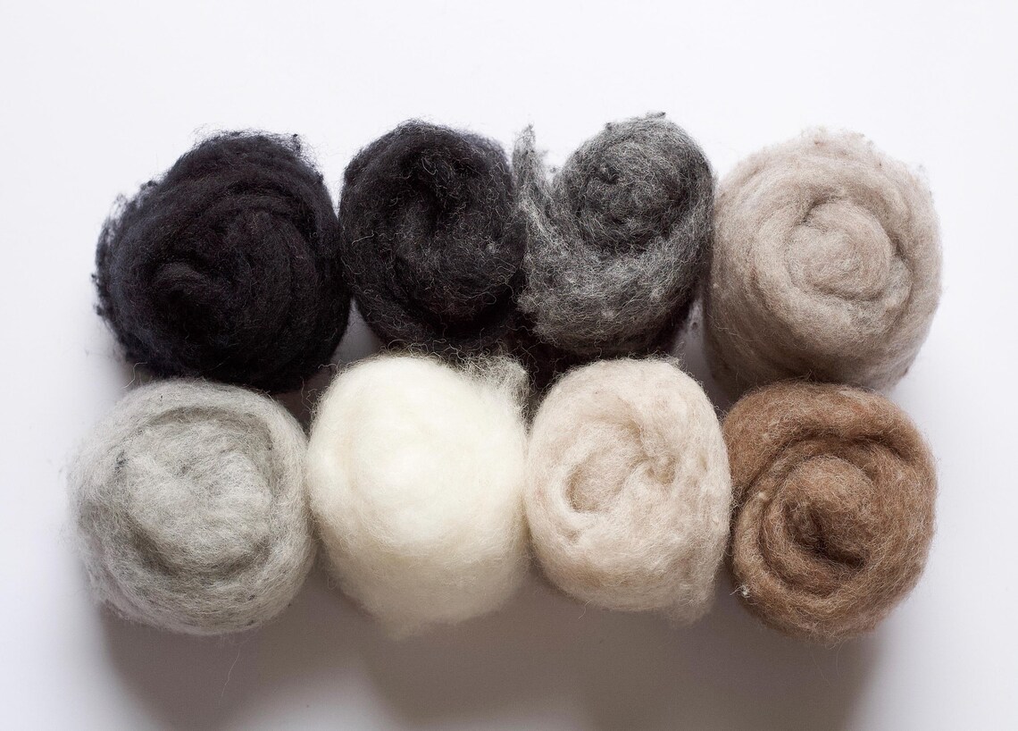 Needle Felting Wool Assortment Fiber Sampler Batting - Etsy