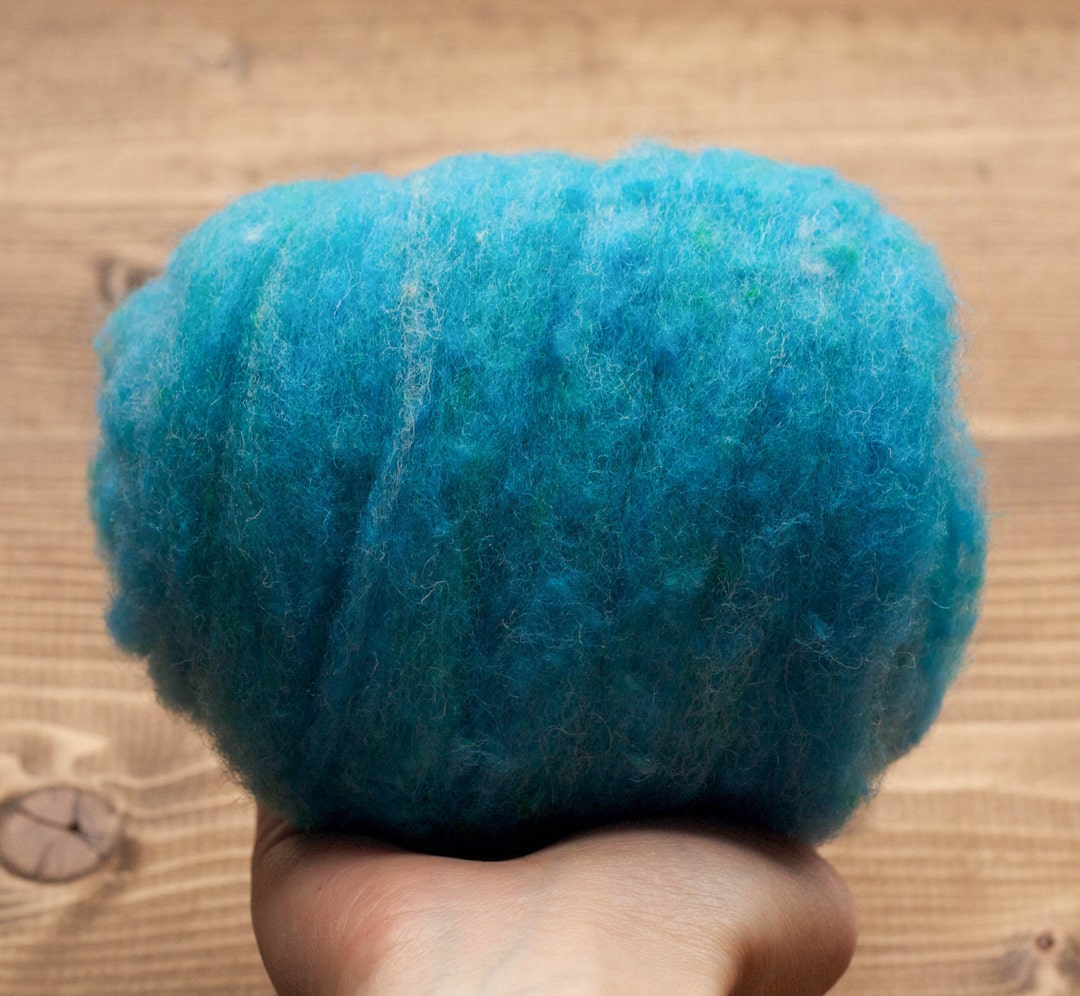 Cerulean Blue Wool Batting: Needle Felting & Spinning Fiber (1 Oz) - Etsy