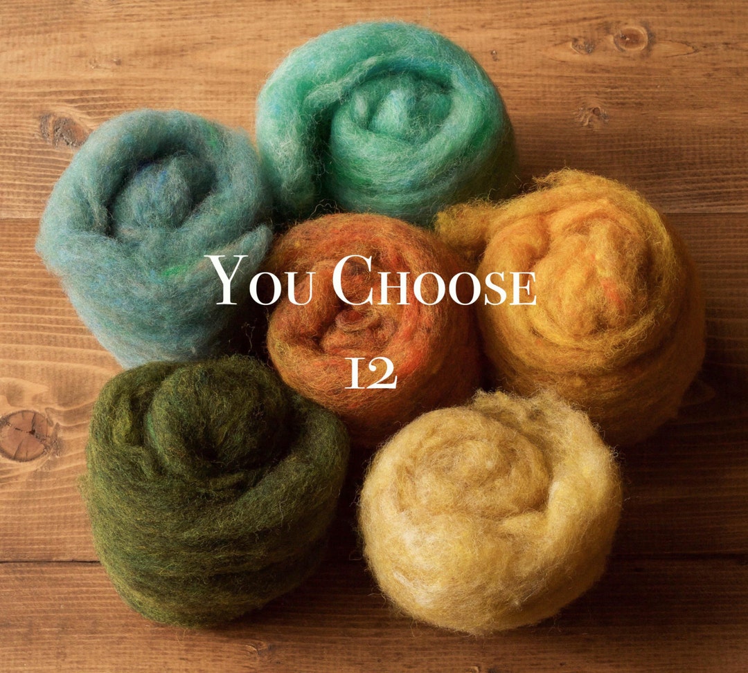 YOU CHOOSE 12 Colors - Customized Fiber Sampler - Wool Batting - Etsy