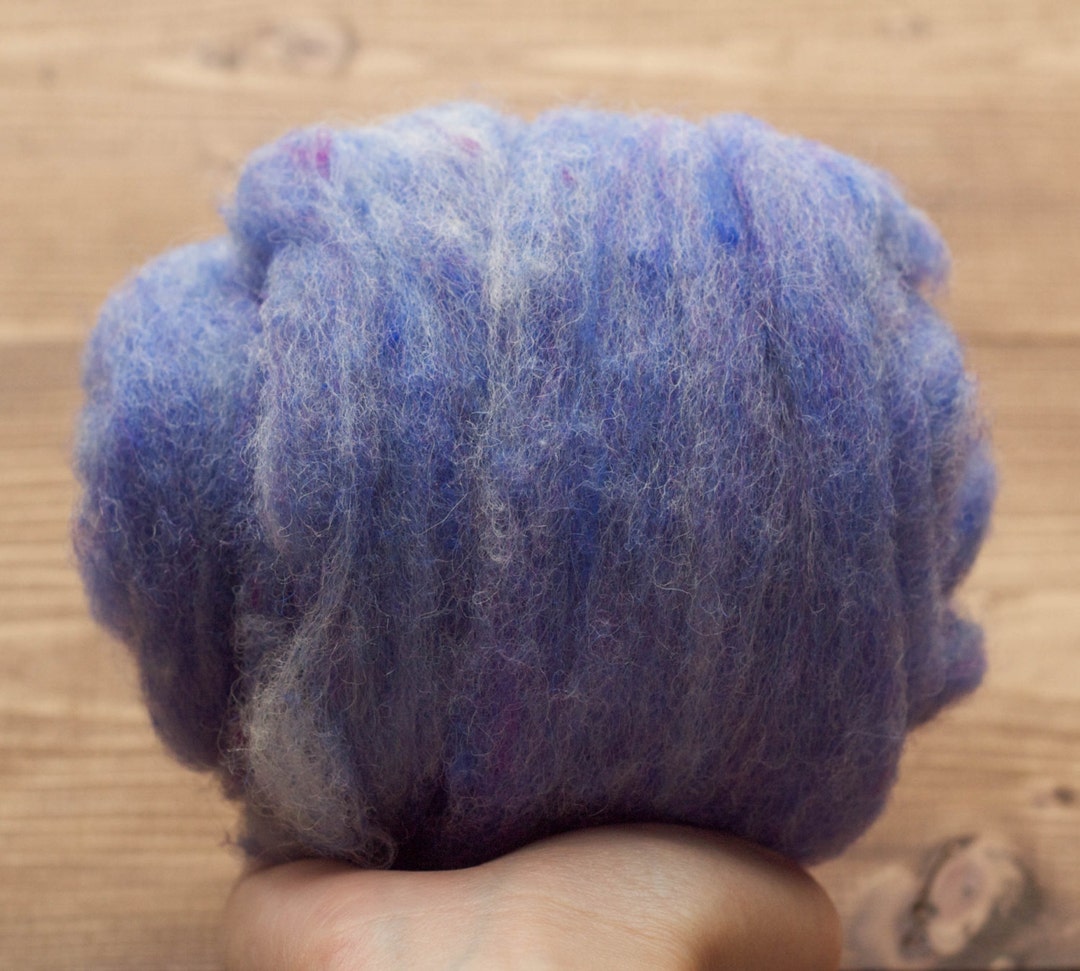 Chicory Blue Carded Wool Batt for Needle Felting, Wet Felting, Spinning ...