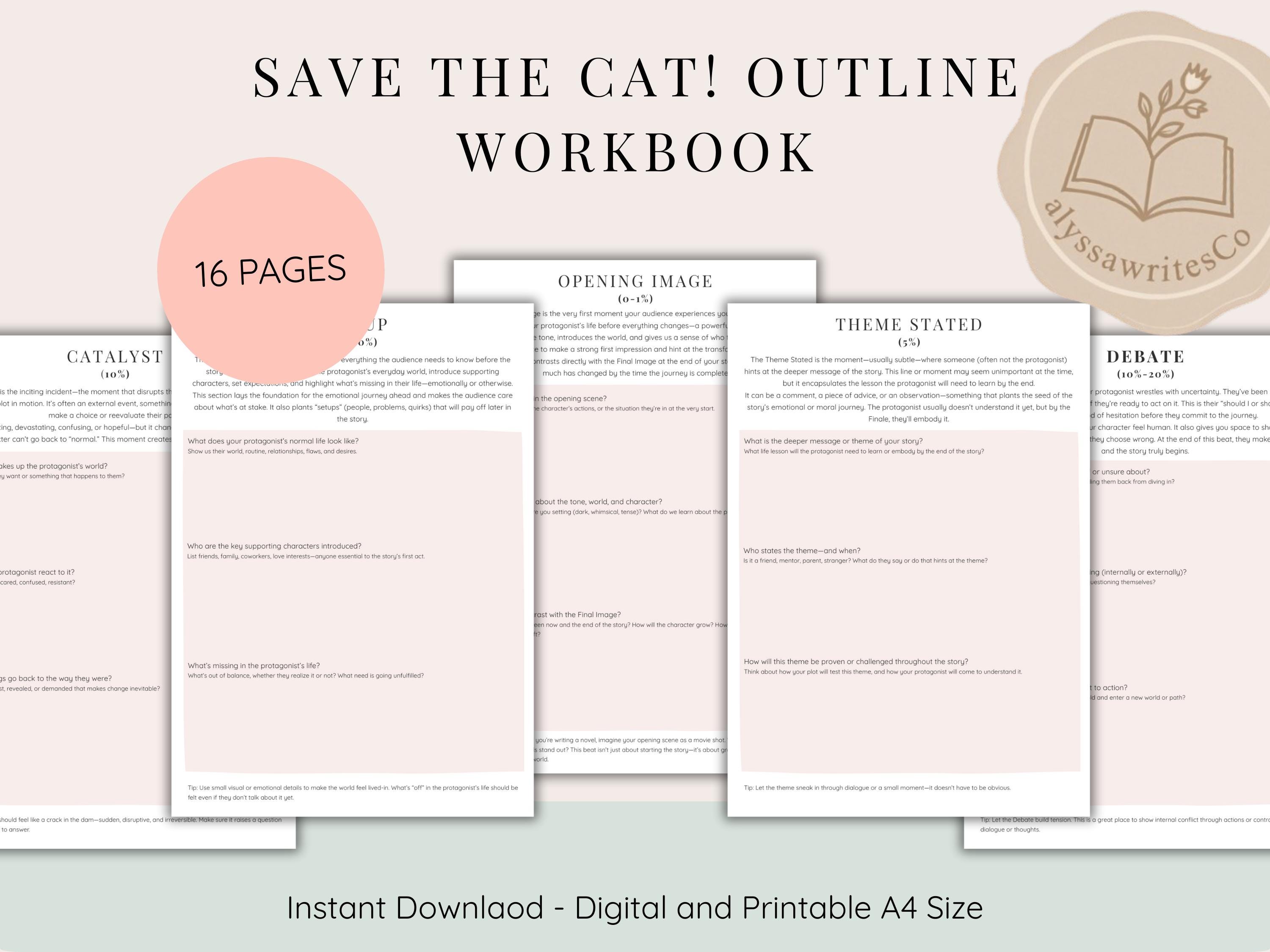 Save the Cat Beat Sheet Template: Novel & Screenplay Writing Outline ...