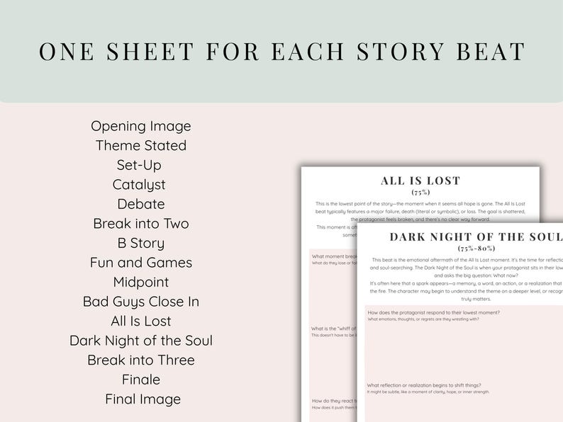 Save the Cat Beat Sheet Template: Novel & Screenplay Writing Outline ...