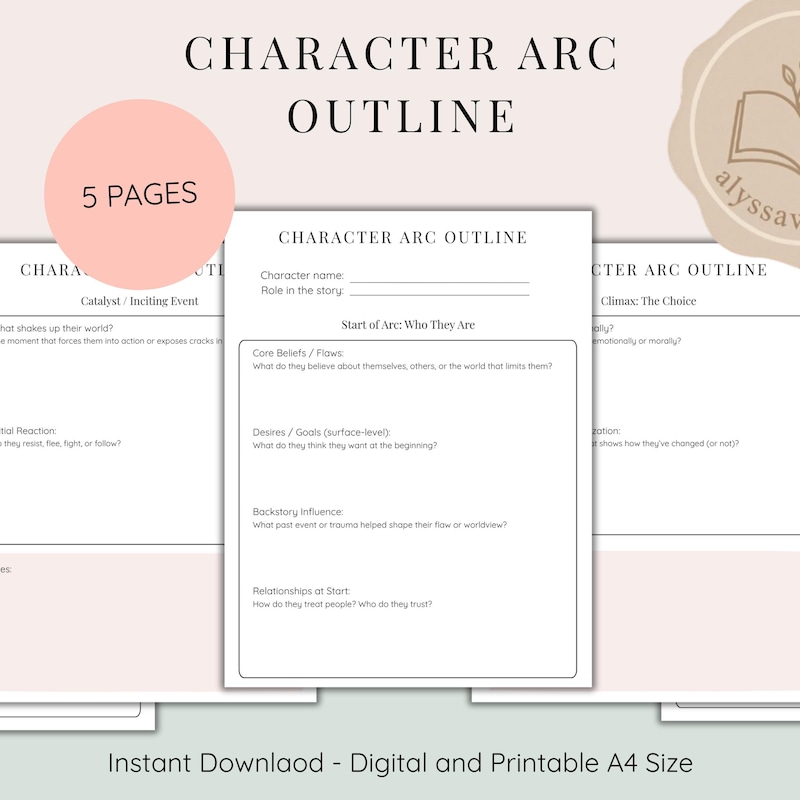 Character Arc Worksheets - Etsy