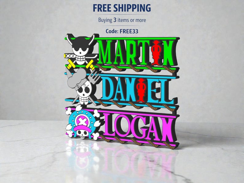 One Piece Name Sign – Lamp – Personalized Anime Plaque for Desktop ...