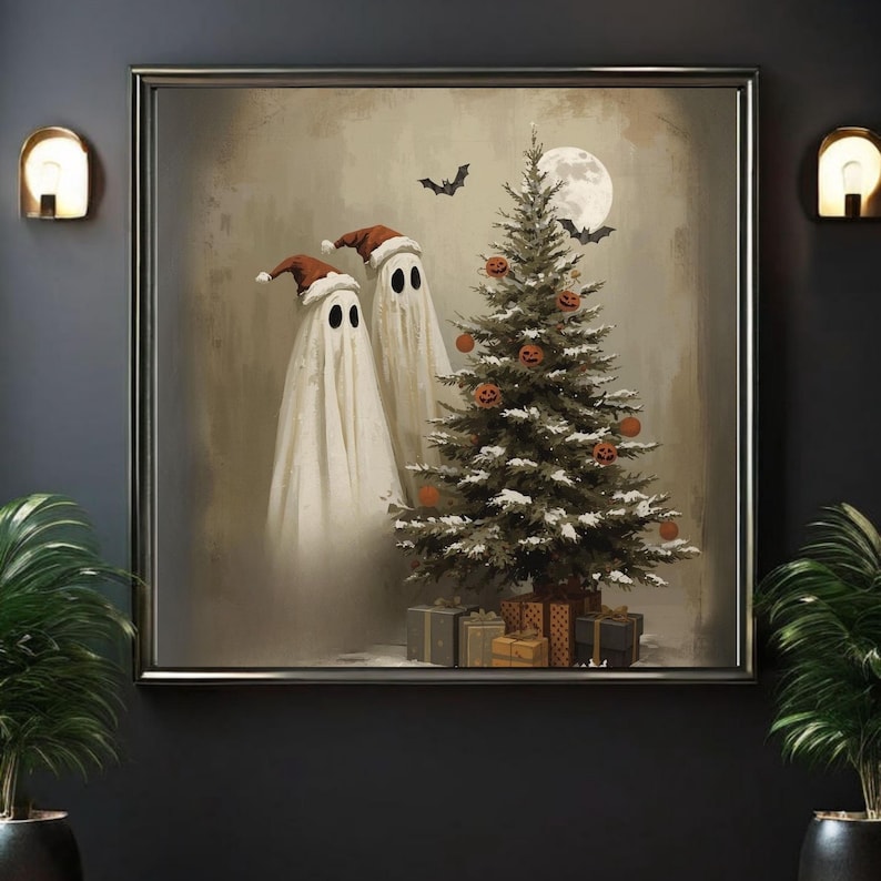 Haunted Christmas Tree | Gothic Ghost Holiday Wall Art | Digital ...