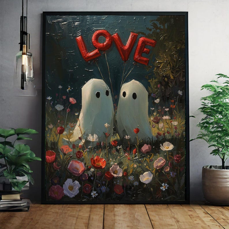 Spirits in LOVE | Romantic Ghost Art Print | Whimsical Valentine Wall ...