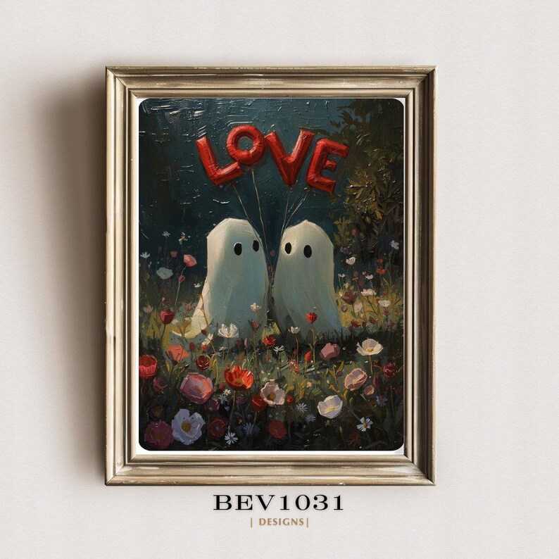 Spirits in LOVE | Romantic Ghost Art Print | Whimsical Valentine Wall ...