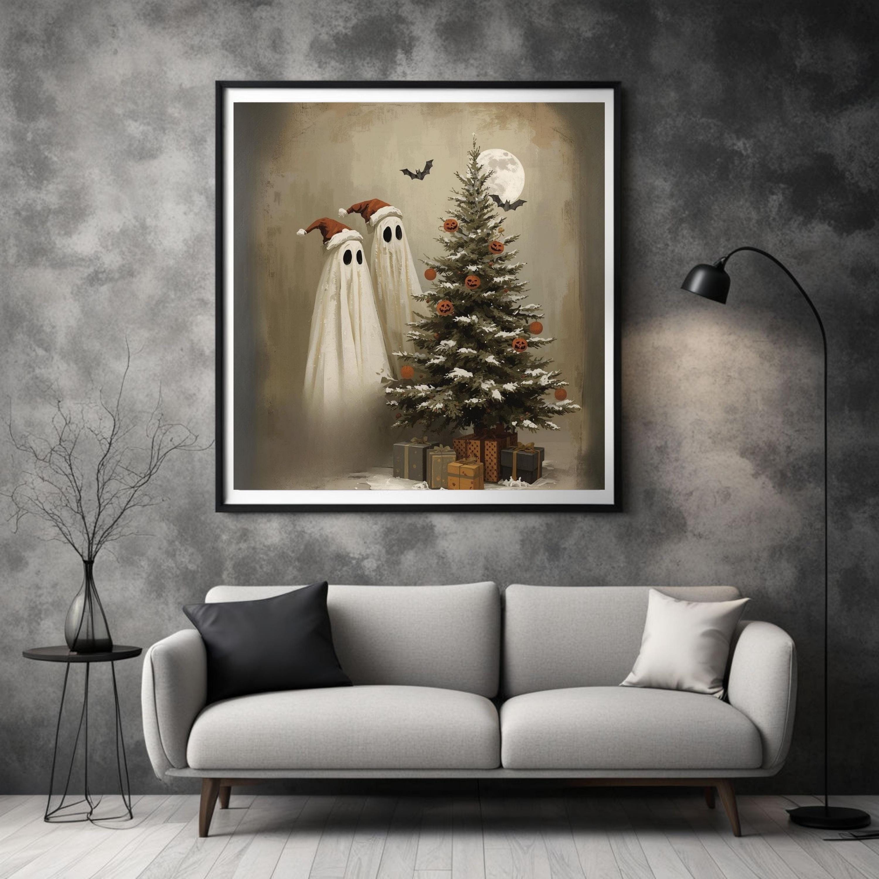 Haunted Christmas Tree | Gothic Ghost Holiday Wall Art | Digital ...