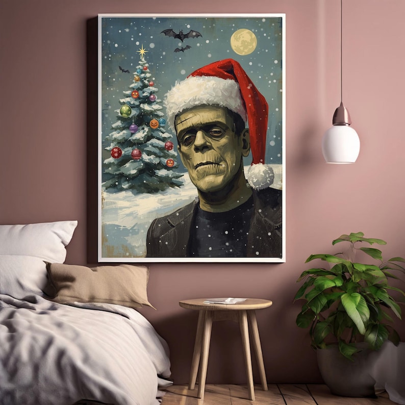 Frankenstein’s Xmas Tree | Spooky Christmas Wall Art | Gothic Holiday ...
