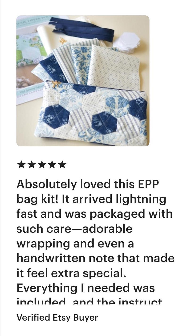 Quilted Hexagon Zipper Pouch Project Kit English Paper Piecing Sewing ...