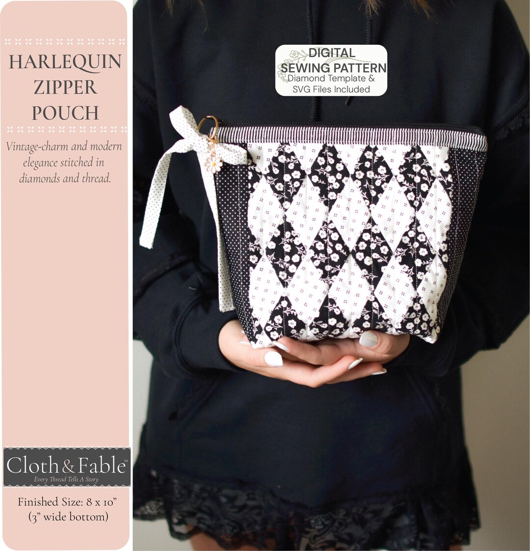 EPP Zipper Pouch Sewing Pattern Pdf Modern Patchwork Bag Pattern ...