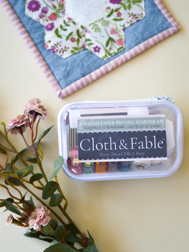 English Paper Piecing Starter Kit Learn EPP Hexagon Flower Fabric ...