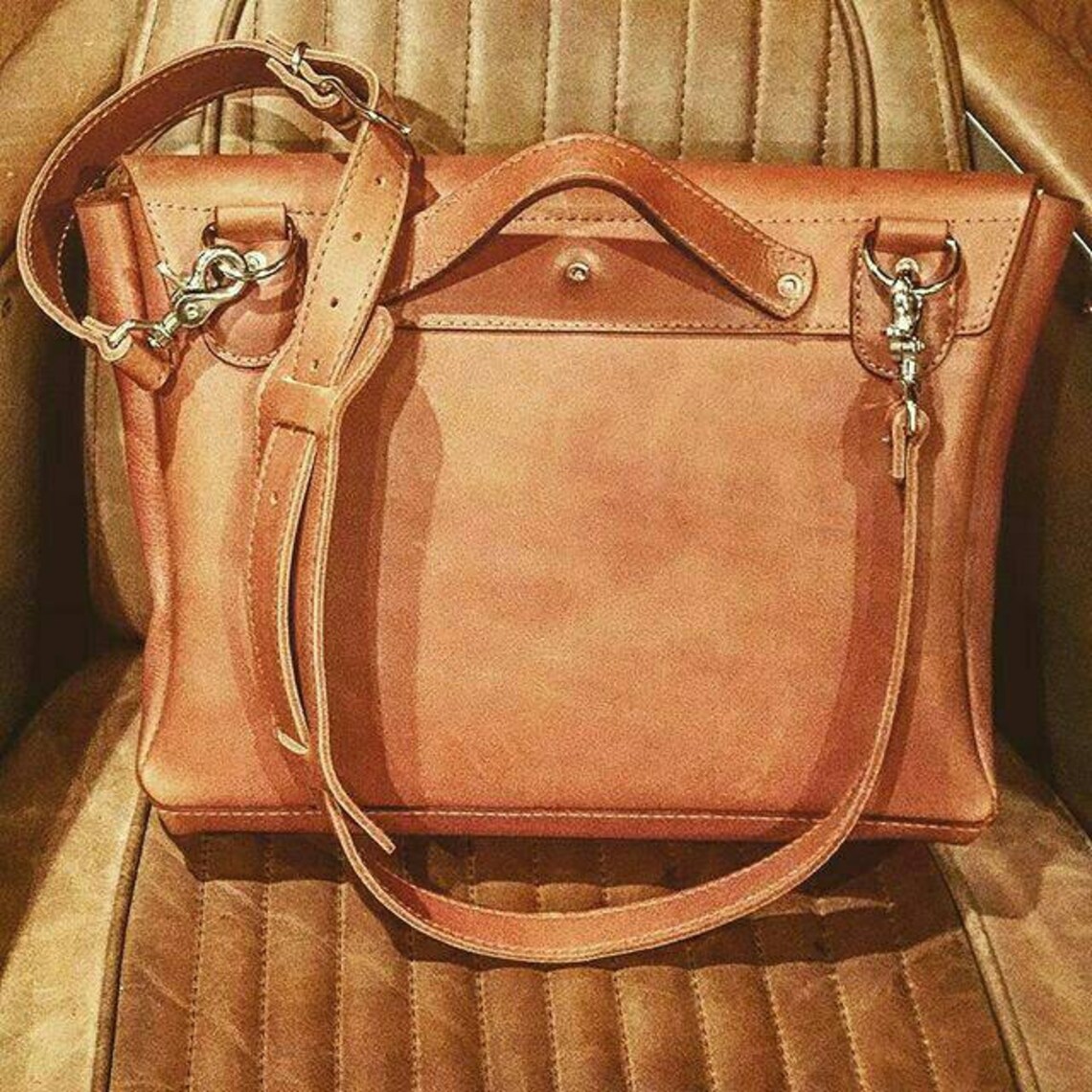 The Madeleine: Leather Notebook Messenger | Etsy