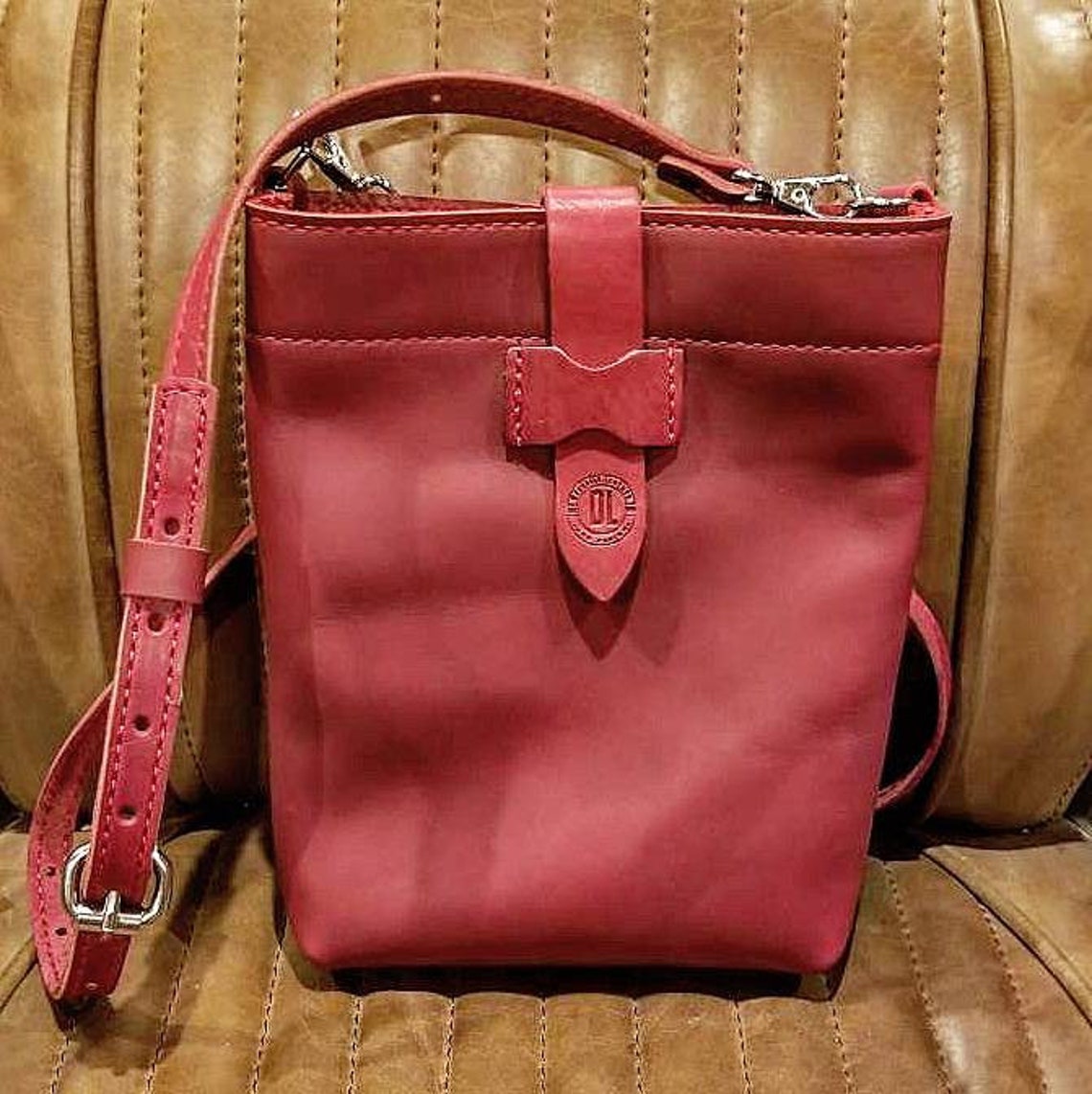 Slim Leather Crossbody Handbag - Etsy