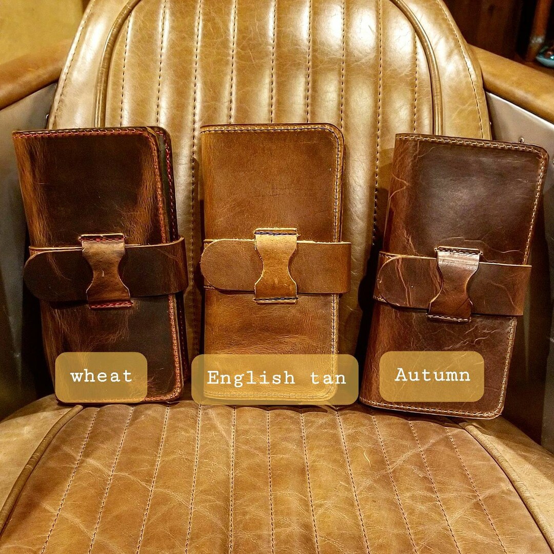 3 Pocket Full Grain Leather Cigar Wallet With Leather Strap Closure - Etsy