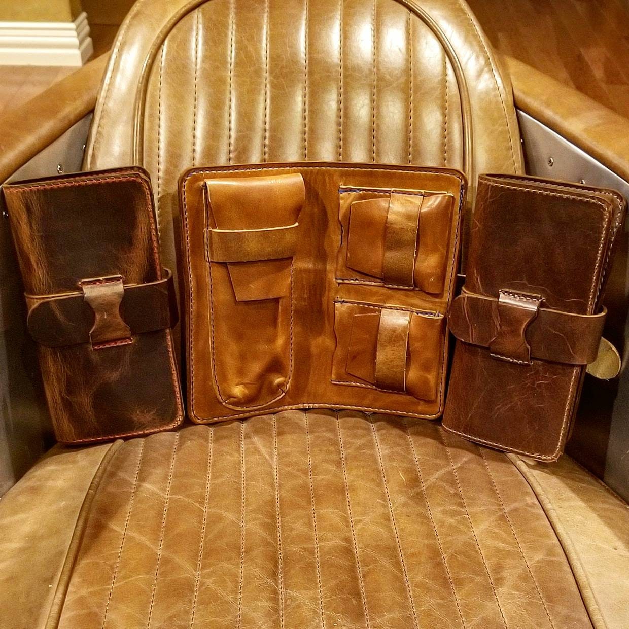 3 Pocket Full Grain Leather Cigar Wallet With Leather Strap | Etsy