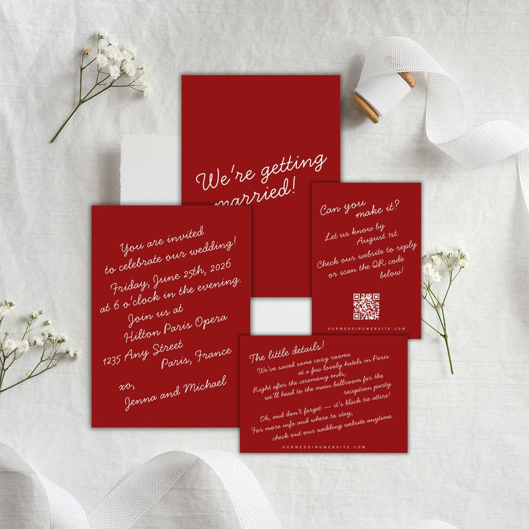Handwritten Wedding Invitation Suite Template, Old Money Wedding Invite ...
