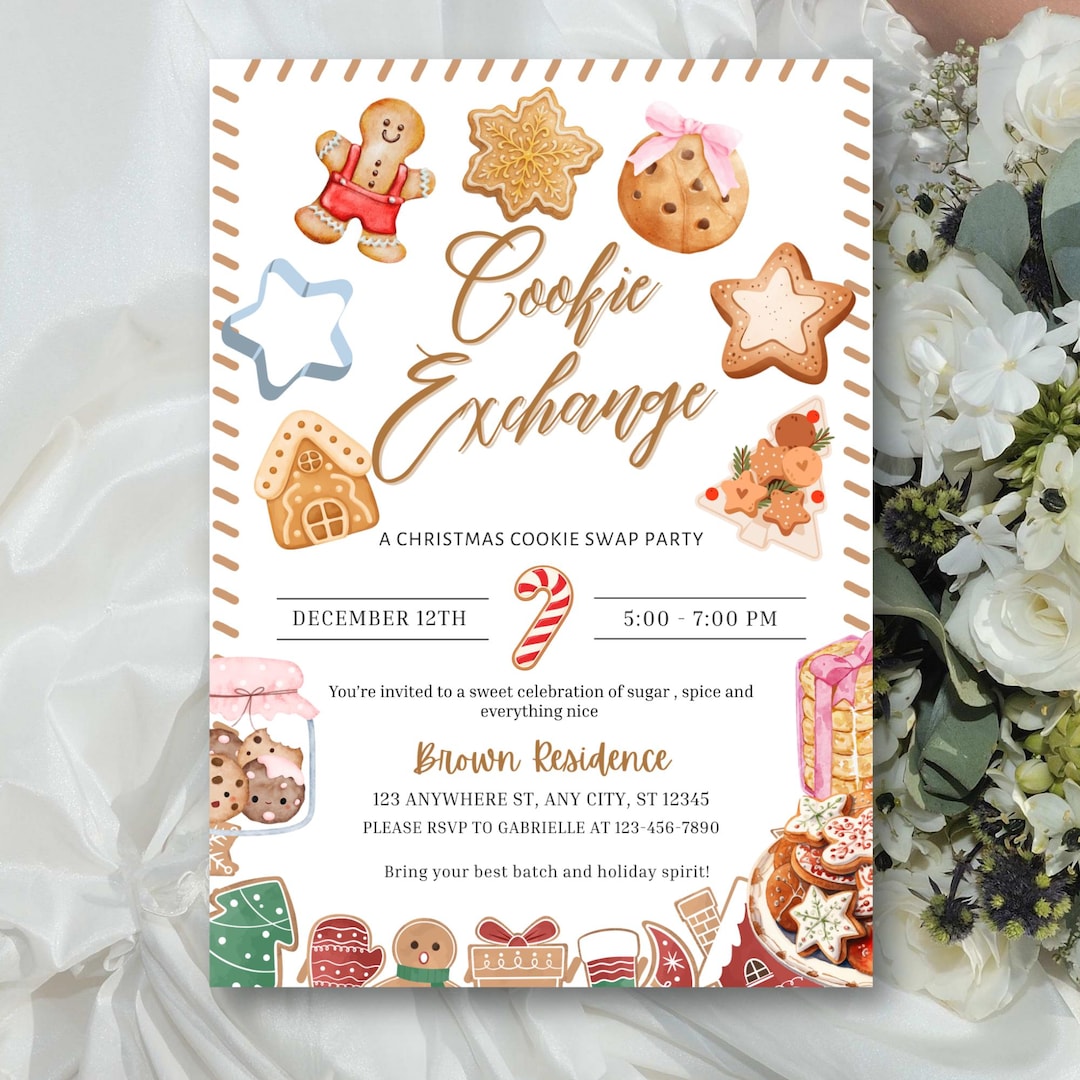 Christmas Cookie Exchange Invitation Template, Cookie Swap Party Invite ...