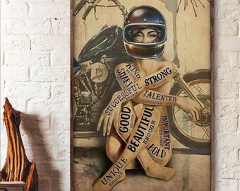 Motorcycle Girl Poster - Etsy