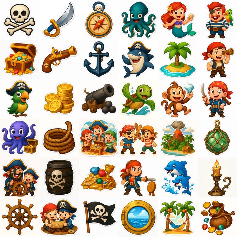 Pirate Stickers - Etsy UK