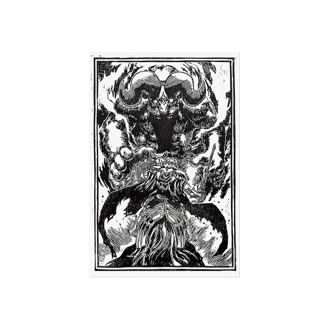 Berserk Manga, Poster Print Linocut Style, Zodd Vs. Skull Knight - Etsy