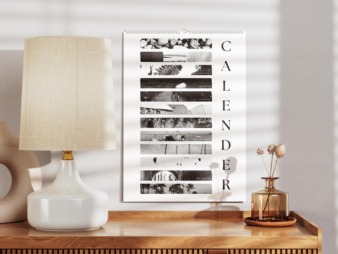 Monochrome Undated Calendar | A3 Reusable Monthly Planner | Black and ...
