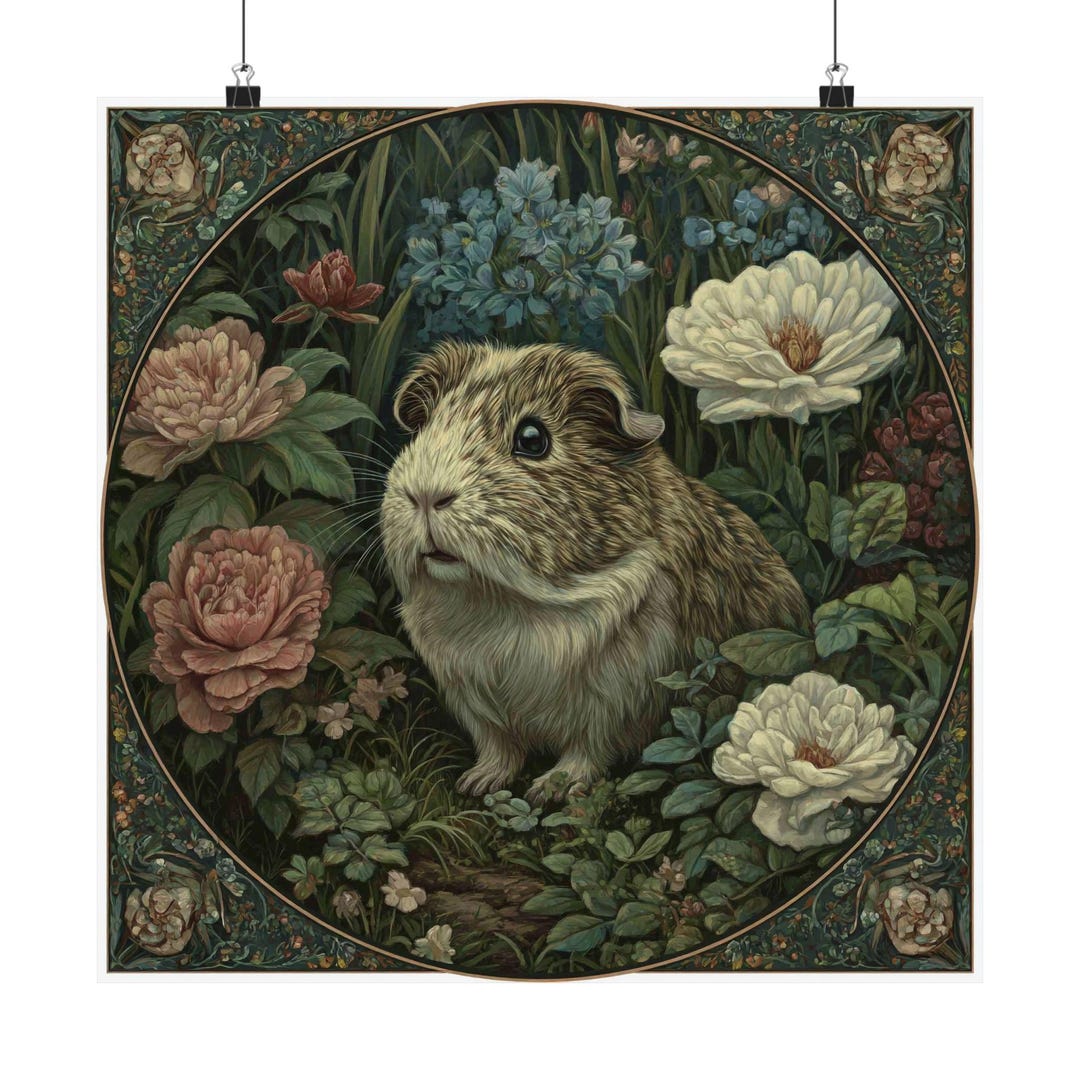 Victorian Guinea Pig Art Print: Floral Botanical Animal Poster - Etsy