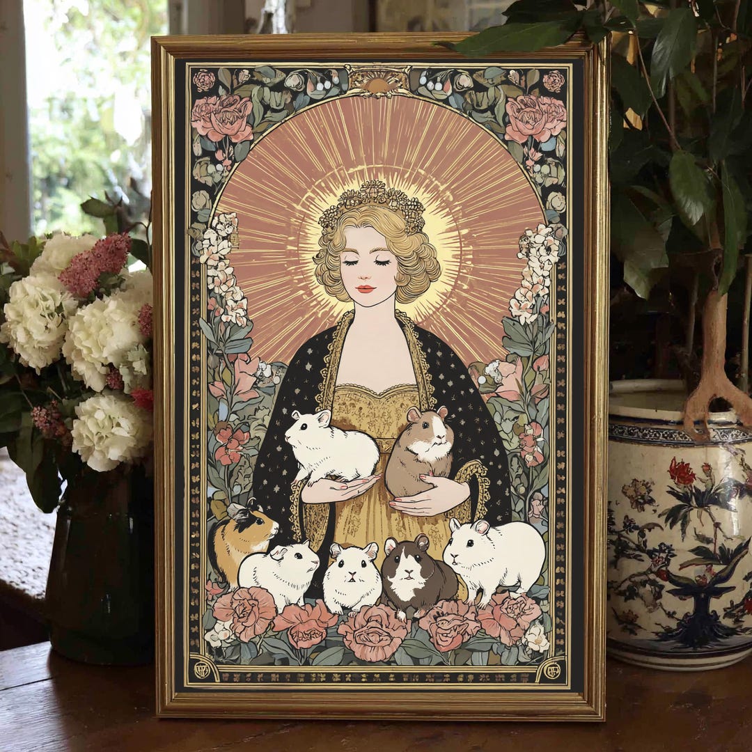 Guinea Pig Goddess Poster – Art Nouveau Pet Portrait Print - Etsy