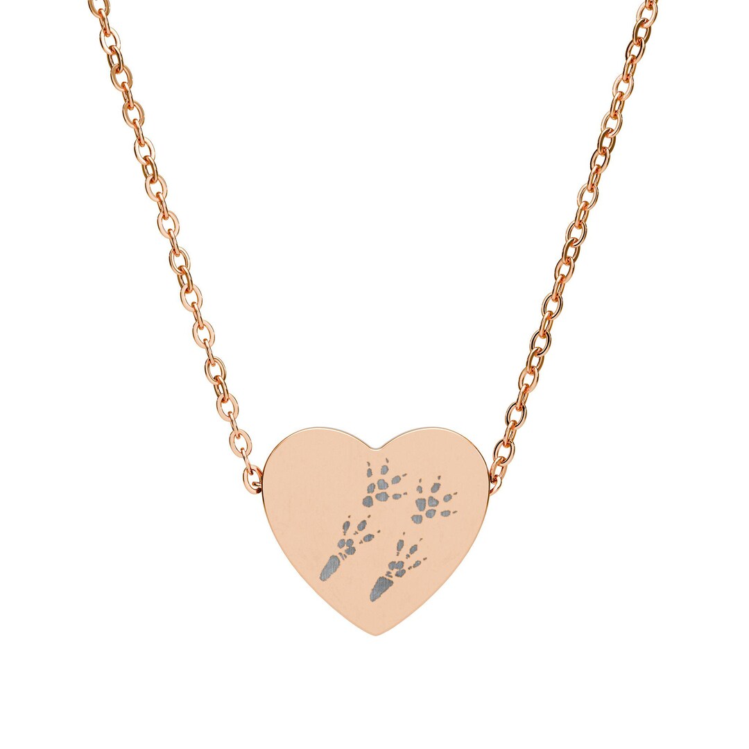 Guinea Pig Paw Print Heart Necklace Pet Jewelry - Stainless Steel ...