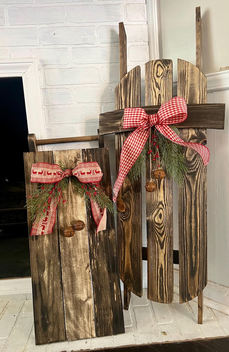 Handcrafted Wood Sleigh Decor - Etsy