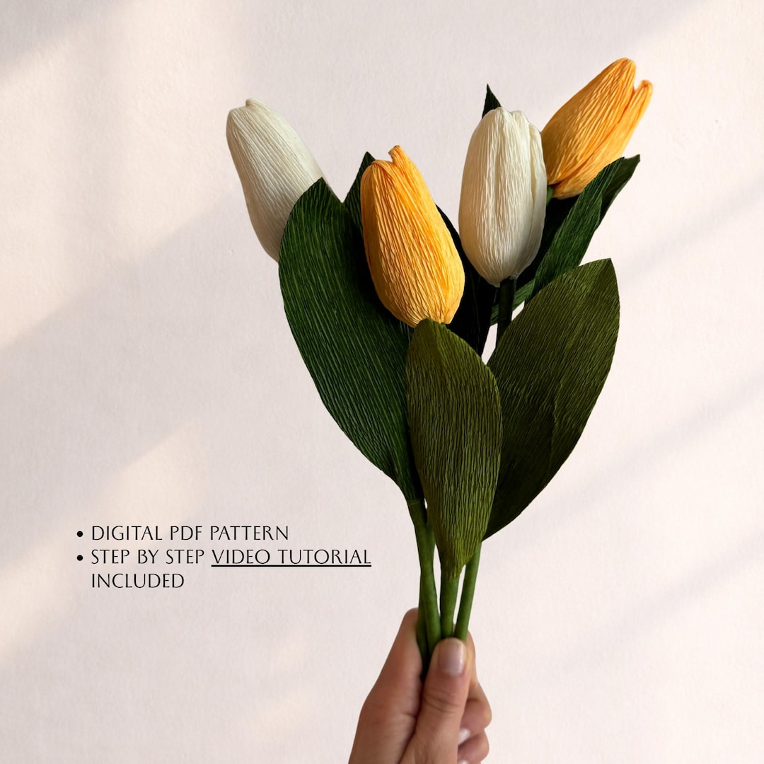 Beginner Crepe Paper Tulip Tutorial – PDF Templates + Step by Step ...