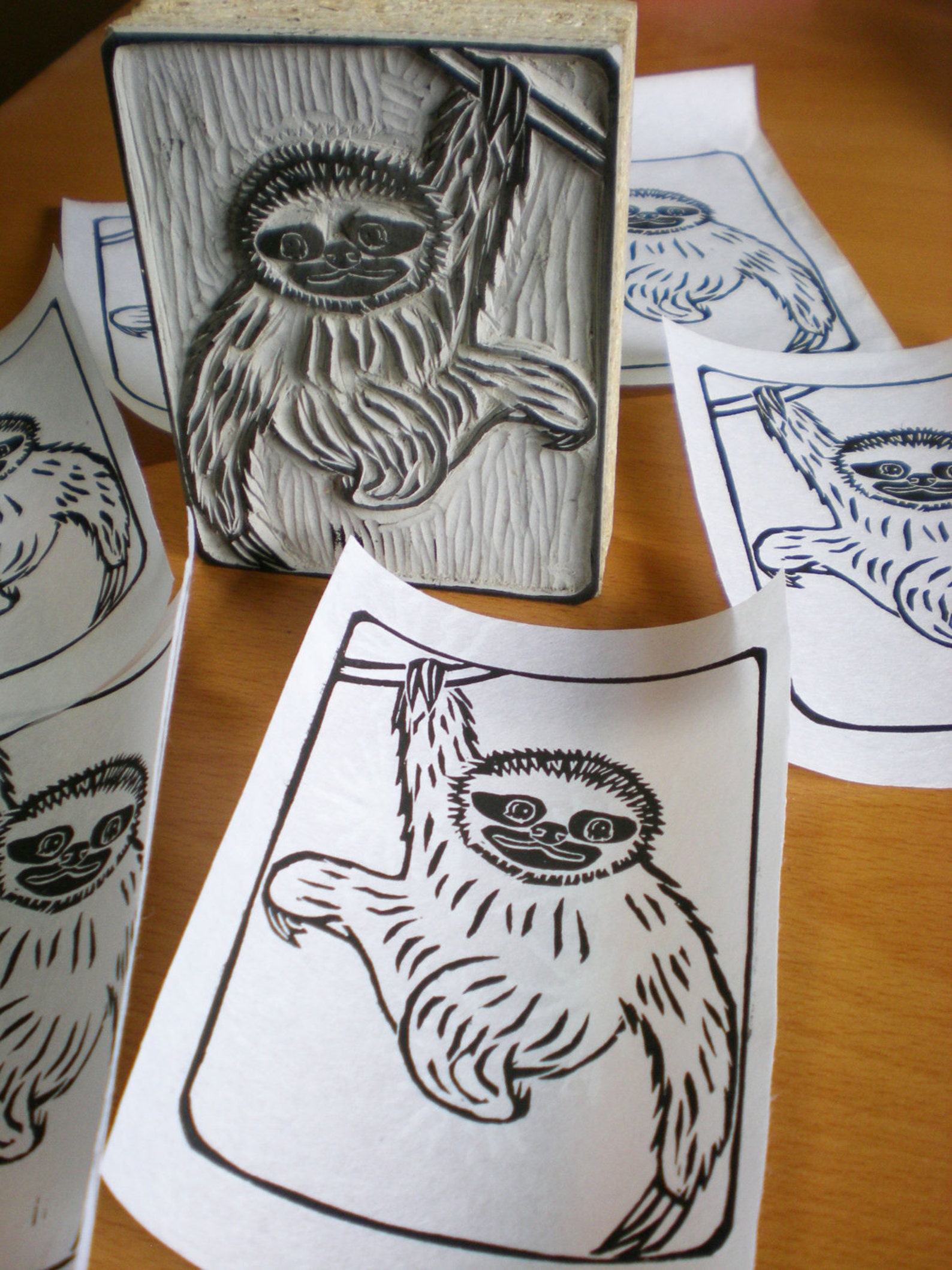Sloth Stamp Hand Carved Linoleum Block 3 X 4 - Etsy